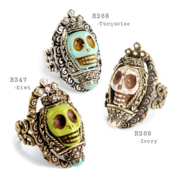 Turquoise Skull Queen Ring