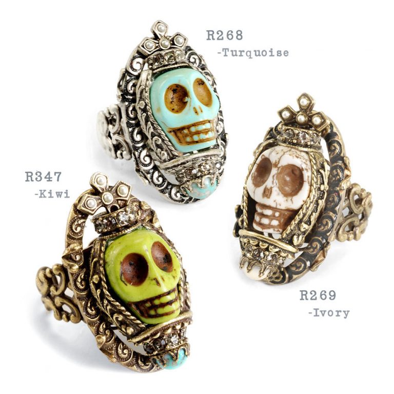 Turquoise Skull Queen Ring