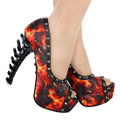 Show Story New Bone High Skull Head Platform Bone Heels Shoes,LF80637R