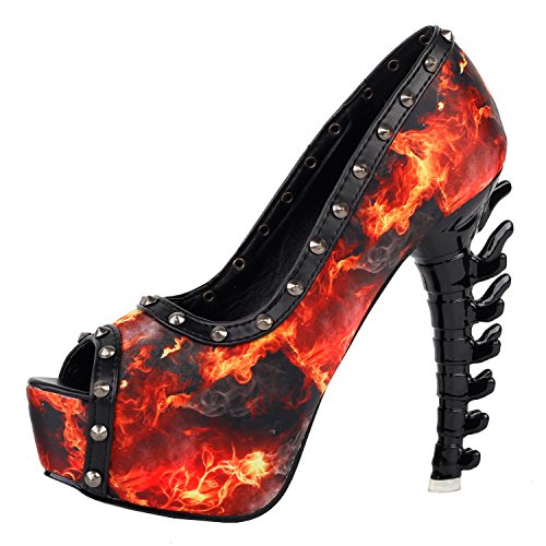 Show Story New Bone High Skull Head Platform Bone Heels Shoes,LF80637R